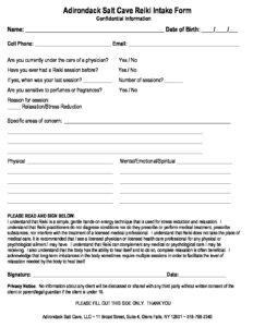 Reiki Intake Form v1 - Adirondack Salt Cave